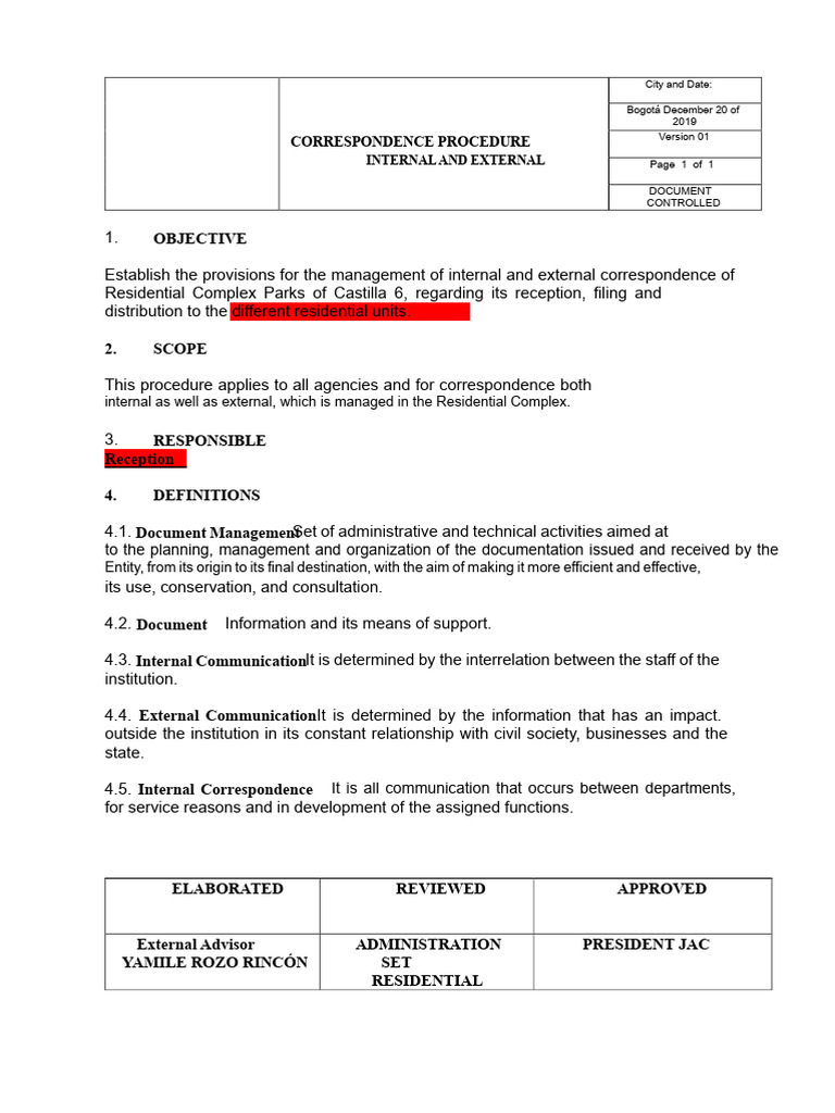 A) Internal and External Correspondence Procedure | PDF | Mail