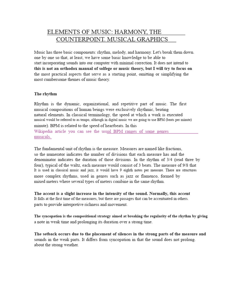 III Elements of Music: Harmony, Counterpoint, Musical Notation | PDF ...