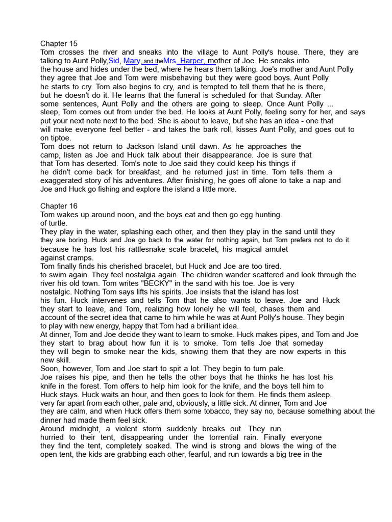 Sid Mary Mrs. Harper:, and The | PDF | Huckleberry Finn | The ...