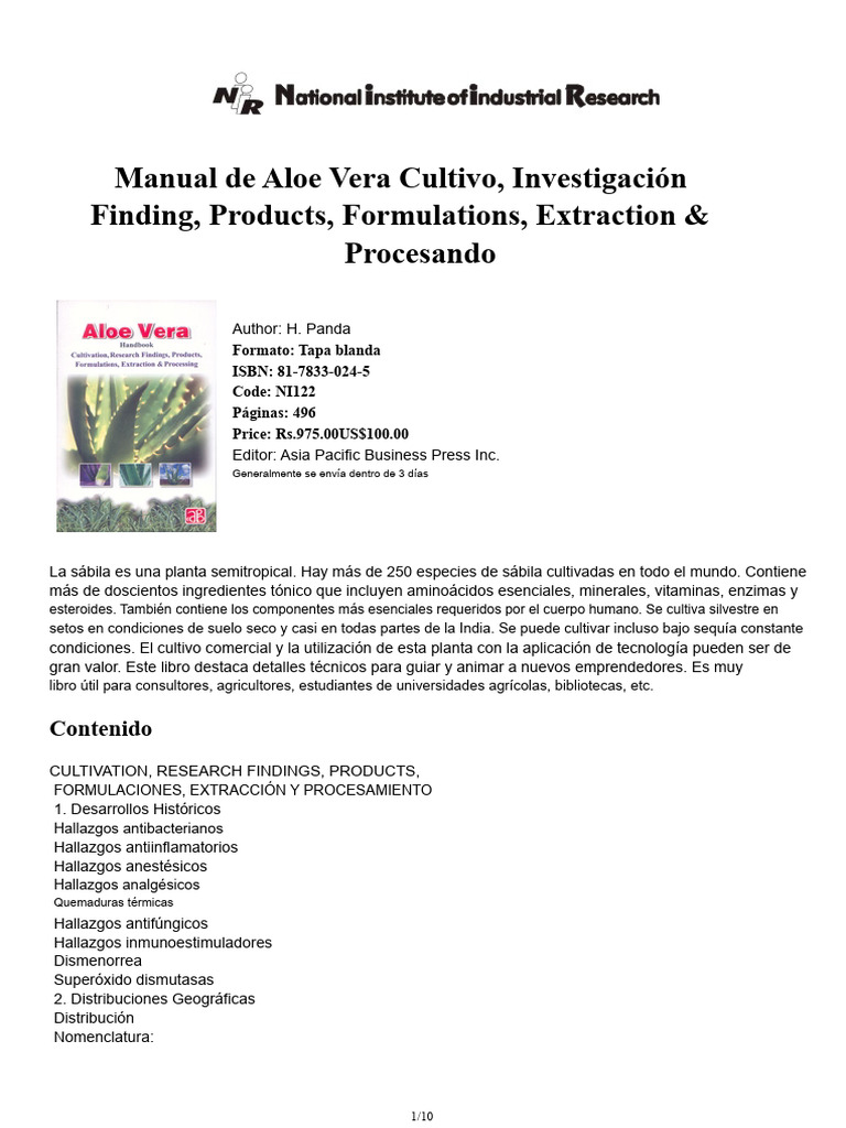 Guía Completa sobre Cultivo de Aloe Vera | PDF | Psoriasis ...