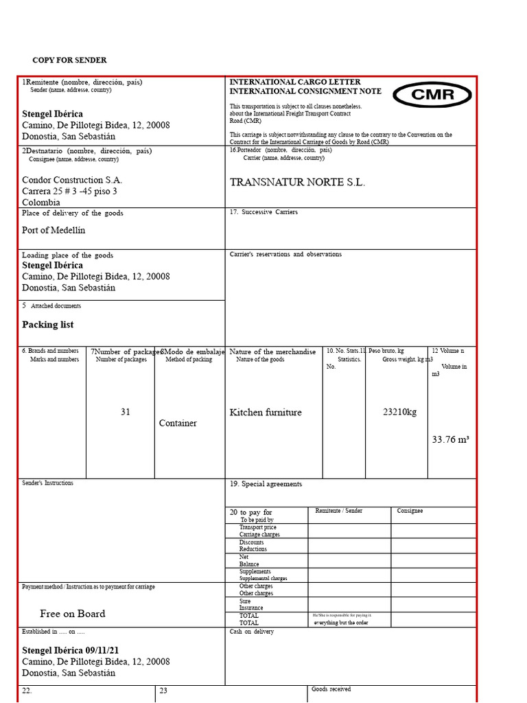 CRM EXAMPLE | PDF | Consignee | Cargo