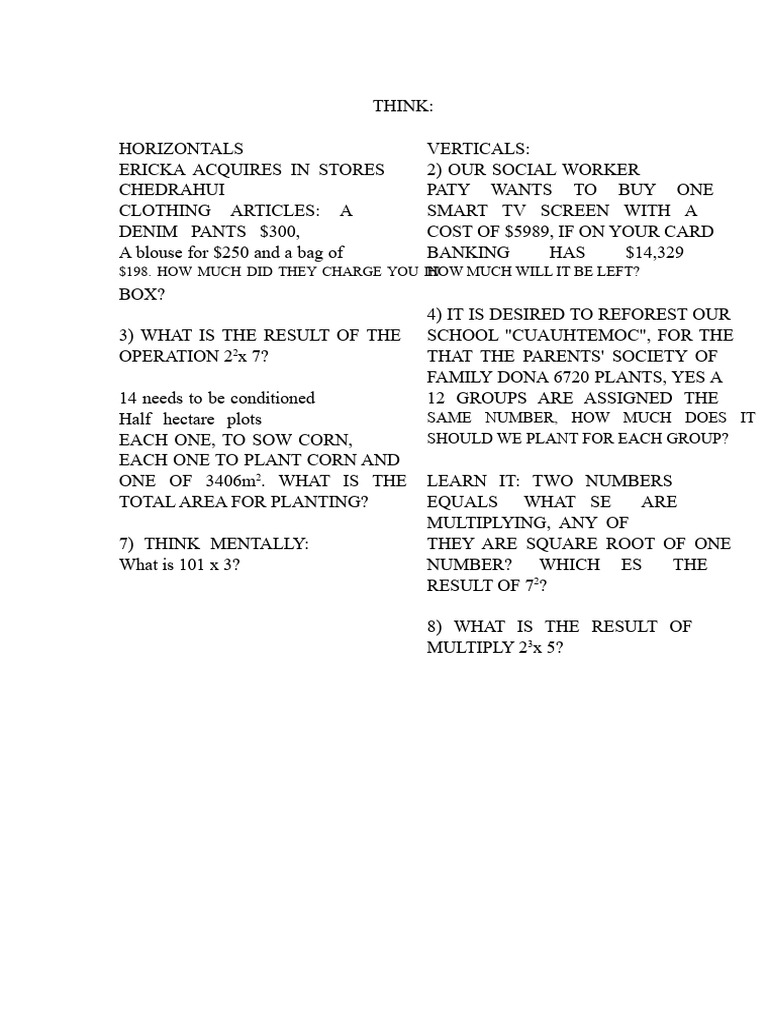 Crossword + Horizontal and Vertical | PDF