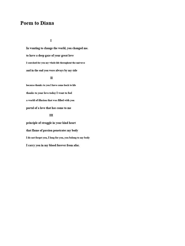 Poem to Diana | PDF