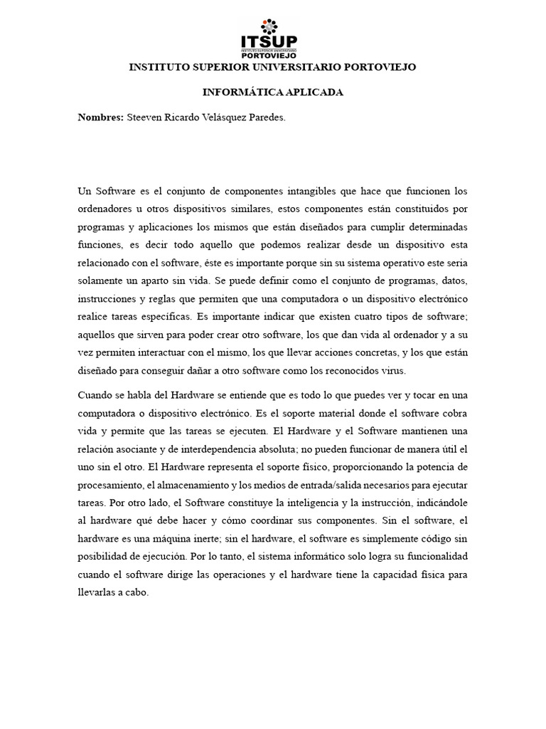Hardware y Software: Definición y Funciones | PDF