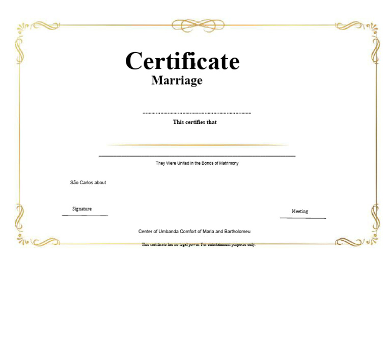 Fake Virtual Marriage Certificate | PDF