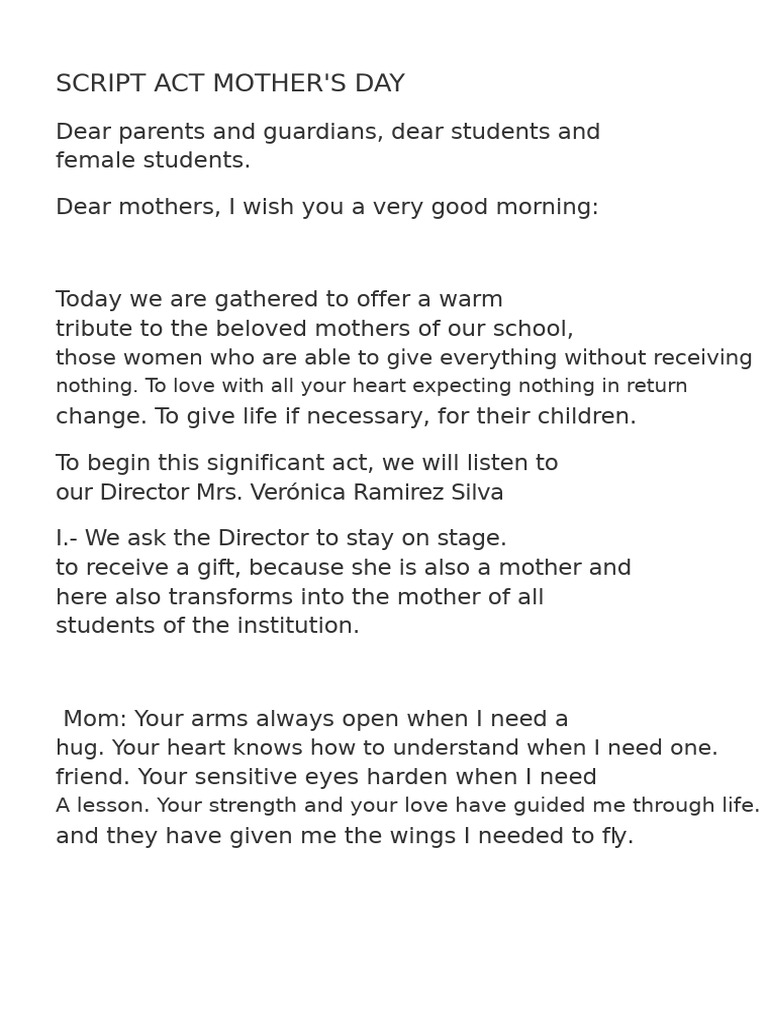 Mother's Day Tribute Script | PDF