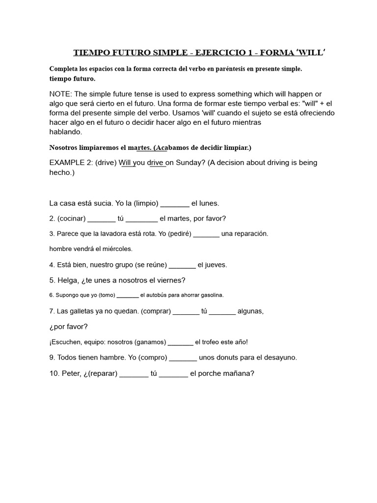 Tiempo Futuro Simple - Microsoft Word | PDF | Adverbio | Gramática