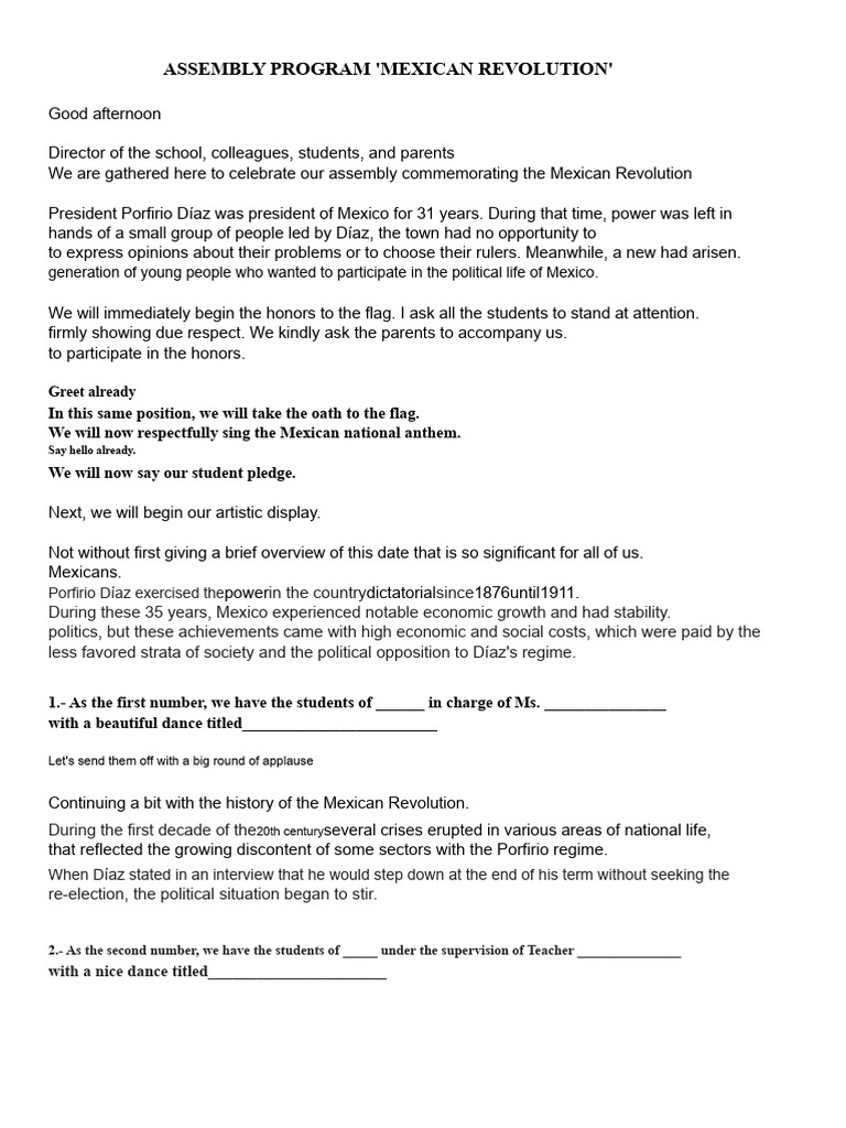 NOV ASSEMBLY PROGRAM | PDF | Military Of Mexico | Mexico