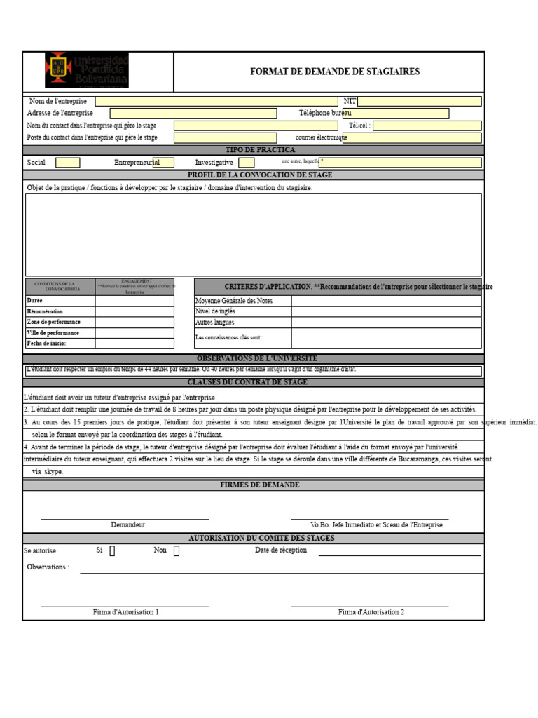 Demande de Stage : Format et Conditions | PDF