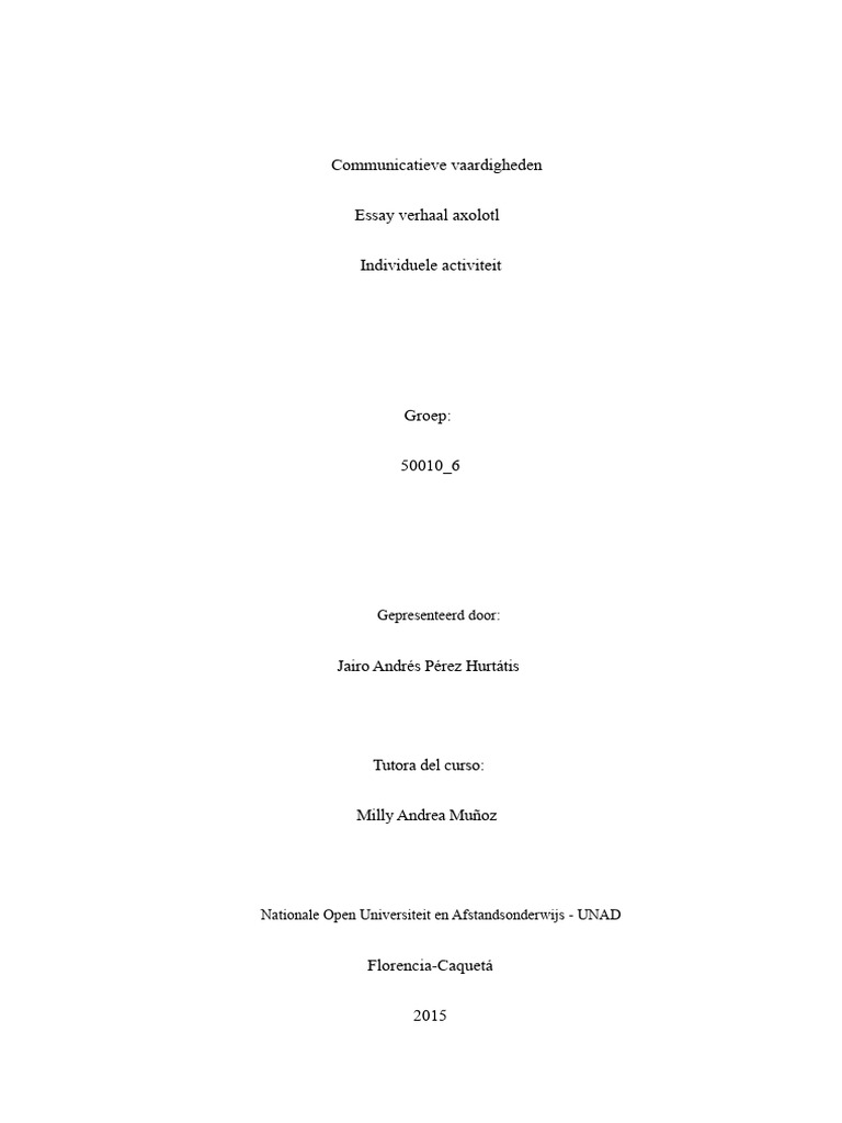 Essay Verhaal Axolotl | PDF