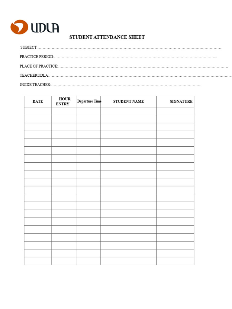 Student Attendance Sheet Template | PDF