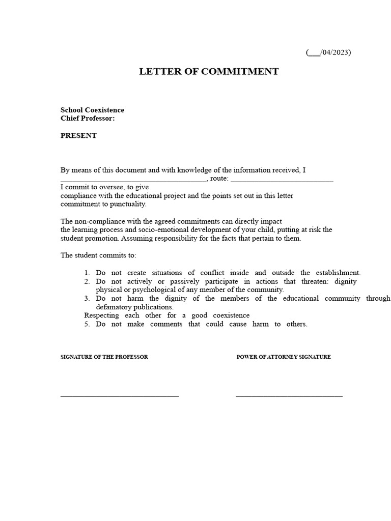 Commitment Letter Student 2 | PDF