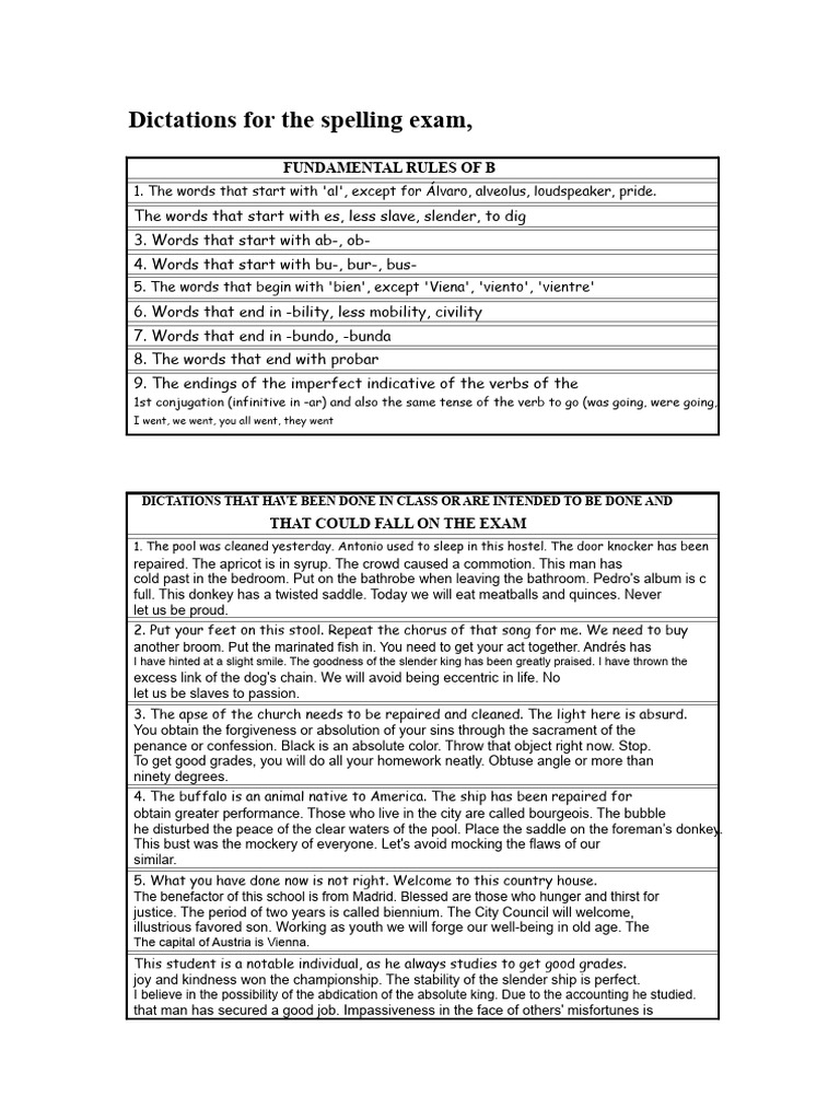 Spelling Exam Dictation Guidelines | PDF | Linguistics | Language Mechanics