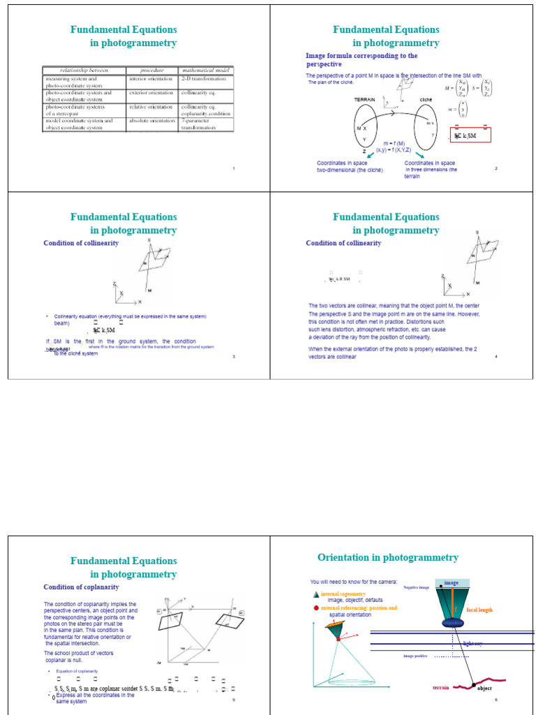 Fundamental Equations in Photogrammetry | PDF | Optics | Line (Geometry)
