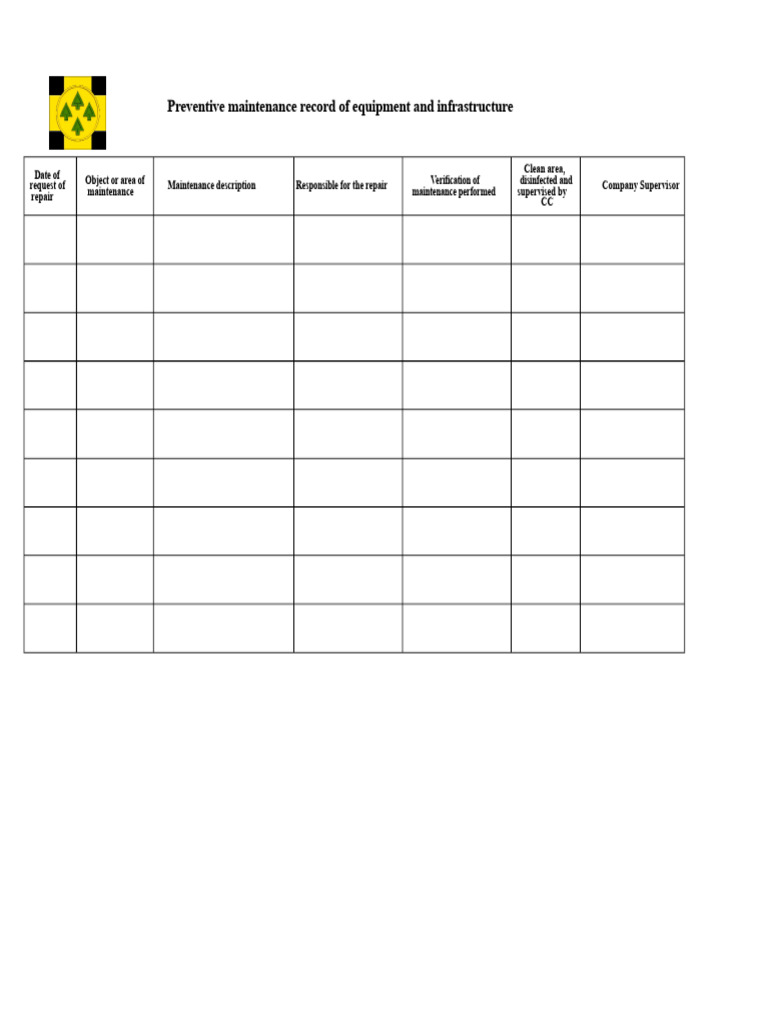 Preventive Maintenance Log | PDF