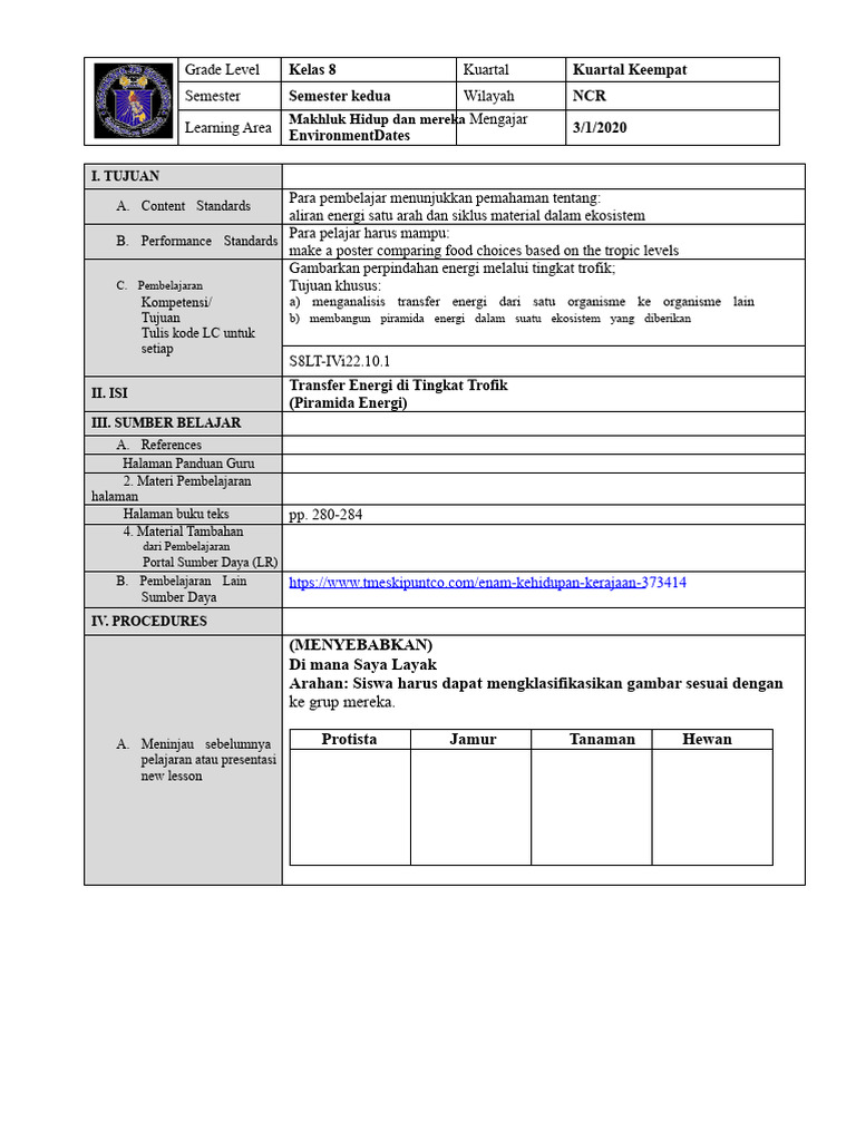 Transfer Energi dalam Ekosistem Kelas 8 | PDF
