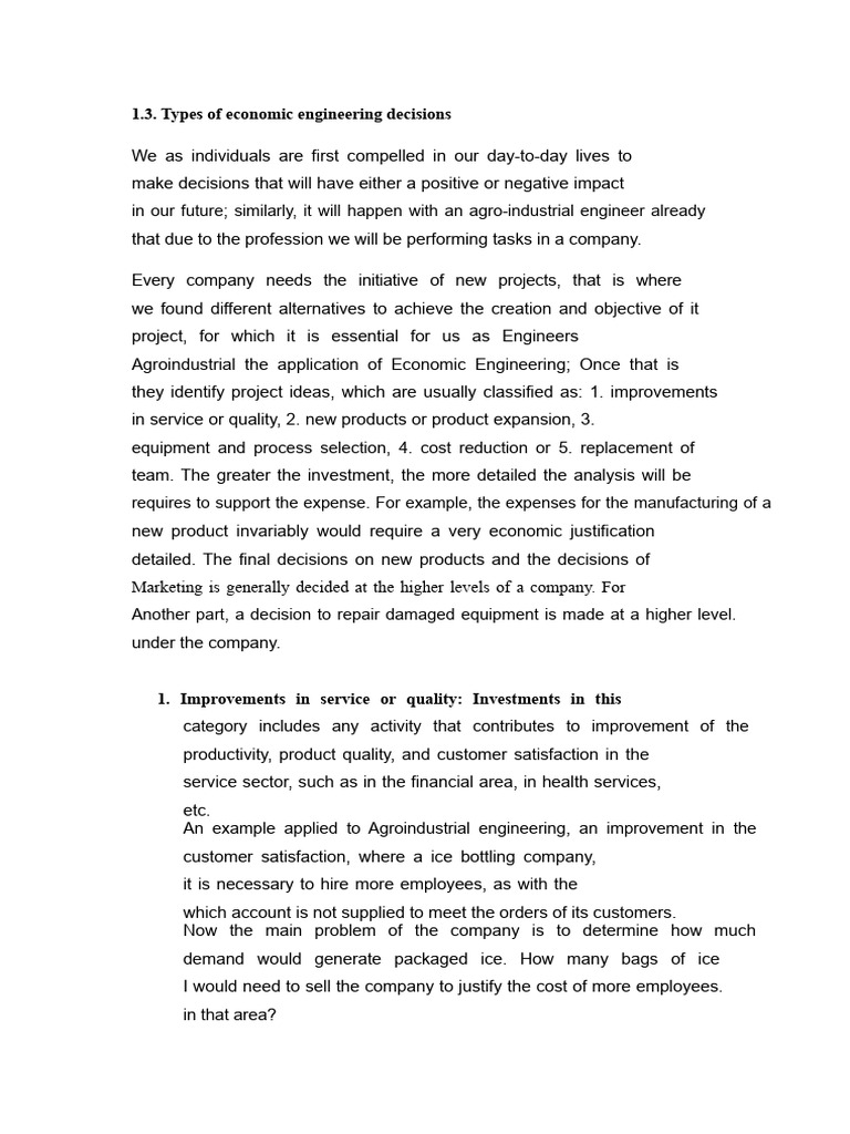 Types of Engineering Economic Decisions | PDF | Expense | Risk
