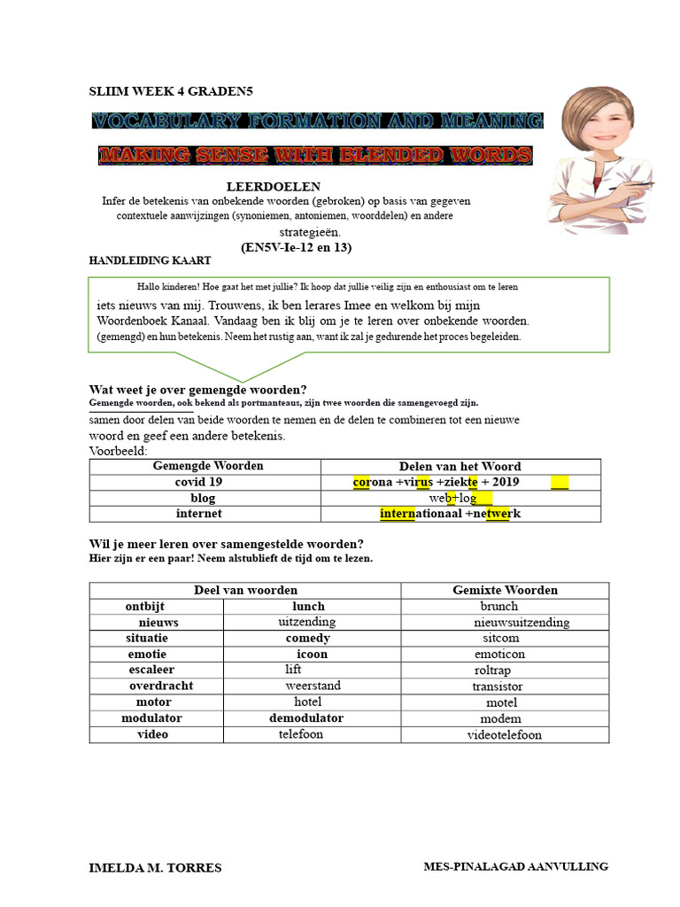 Verkorte Sliim Week 4 Graad5 Mes Pinalagad 2 | PDF