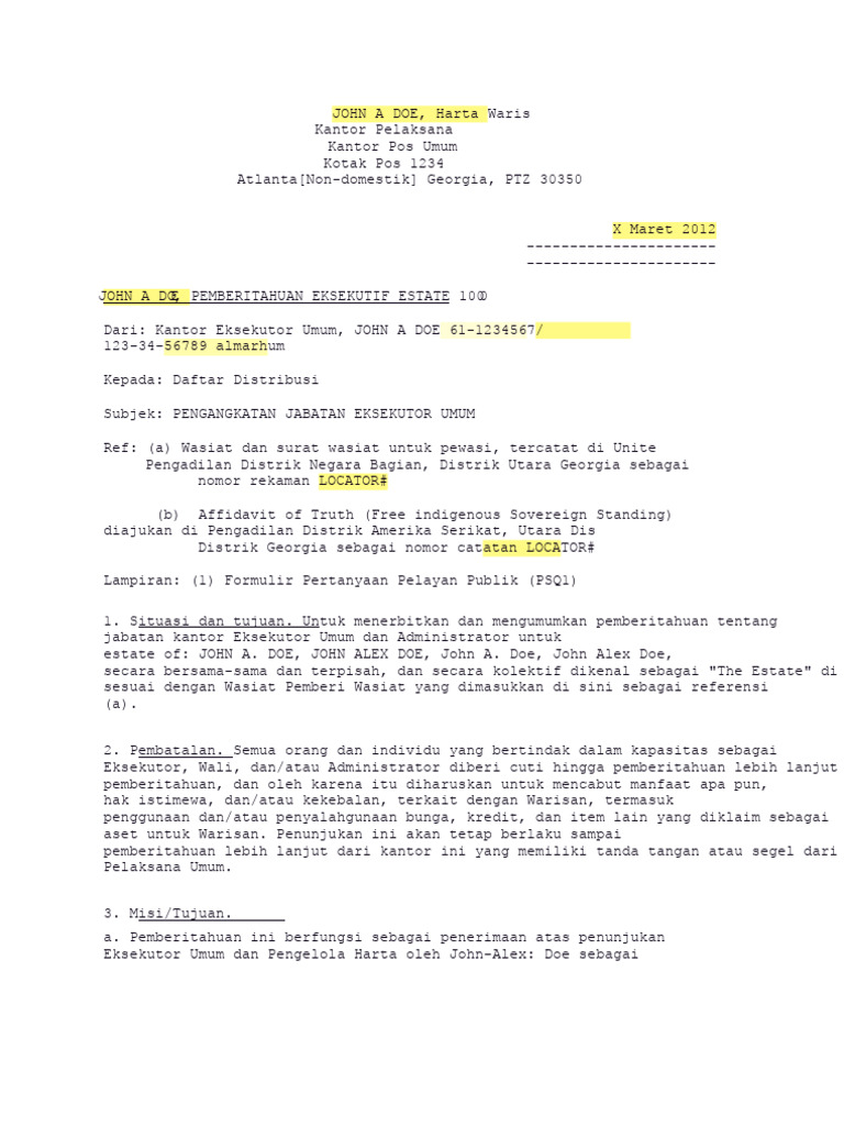 Executor Letter | PDF