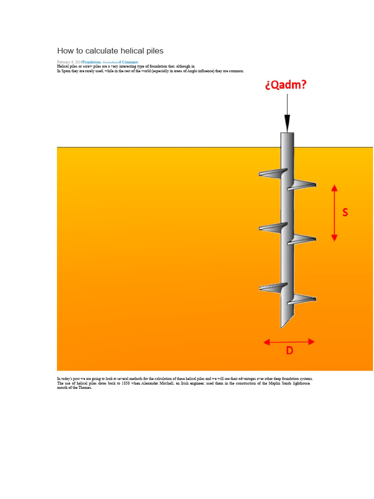 Calculating Helical Piles Methods | PDF | Helix | Mechanical Engineering
