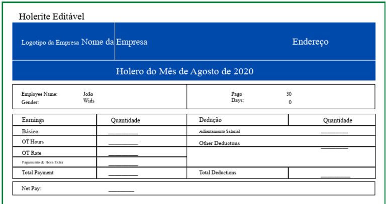 Modelo de Holerite Editável | PDF