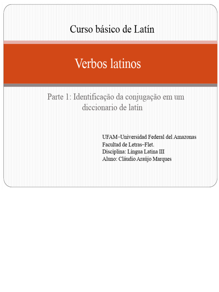 Identificación de Verbos en Latín | PDF | Conjugación gramatical | Verbo
