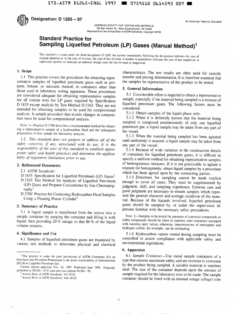Astm D 1265 | PDF