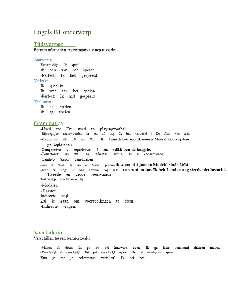 Engels B1 Onderwerp | PDF