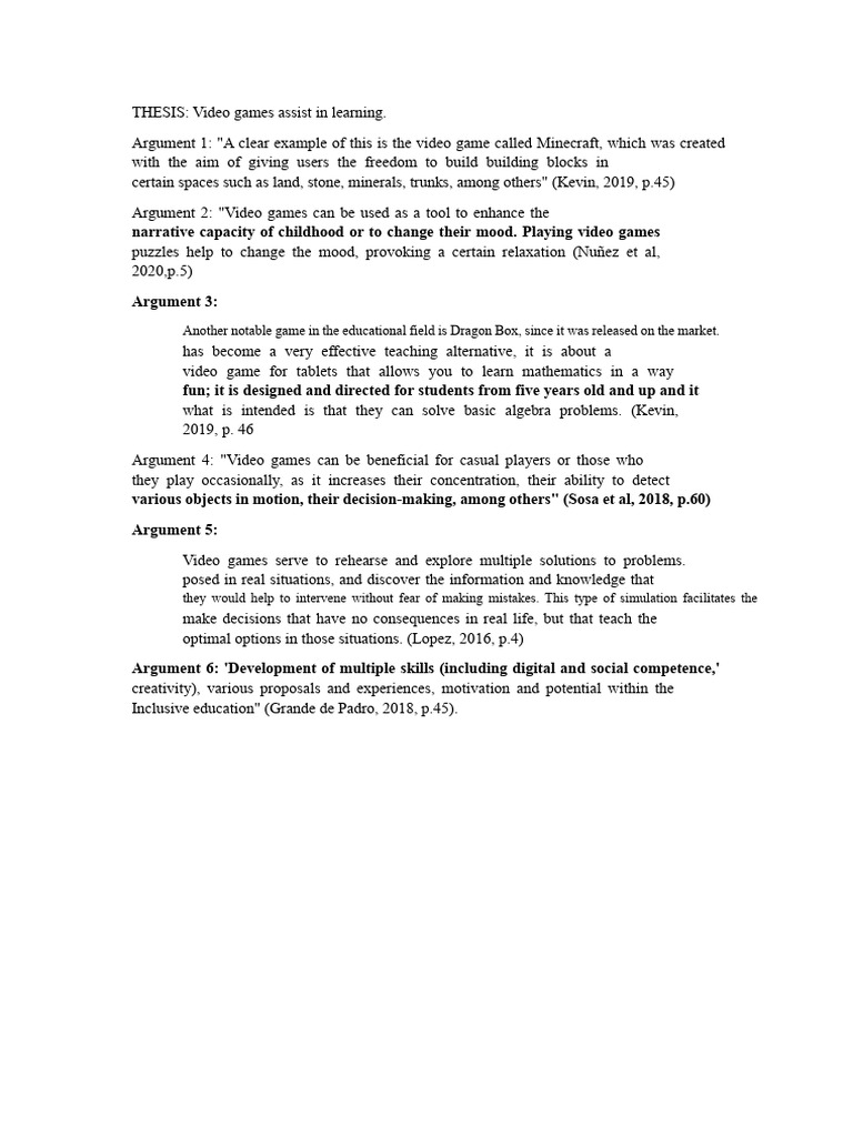 Argumentative Essay | PDF | Creativity | Video Games