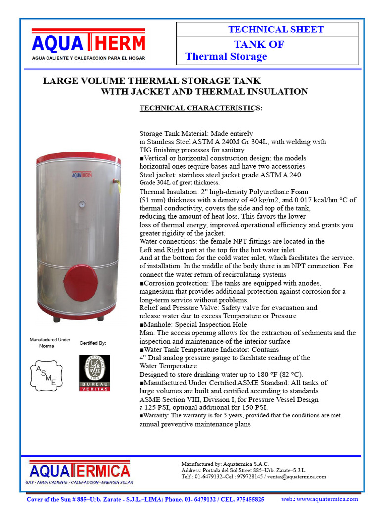 00 - STAINLESS STEEL - THERMAL STORAGE TANK - ASME From 1000 To 5000 ...