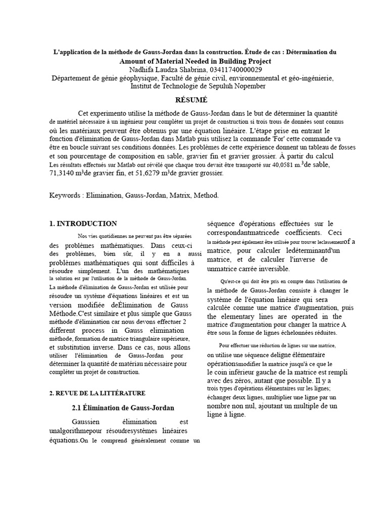 Méthode de Gauss-Jordan en Construction | PDF | Matrice (Mathématiques ...