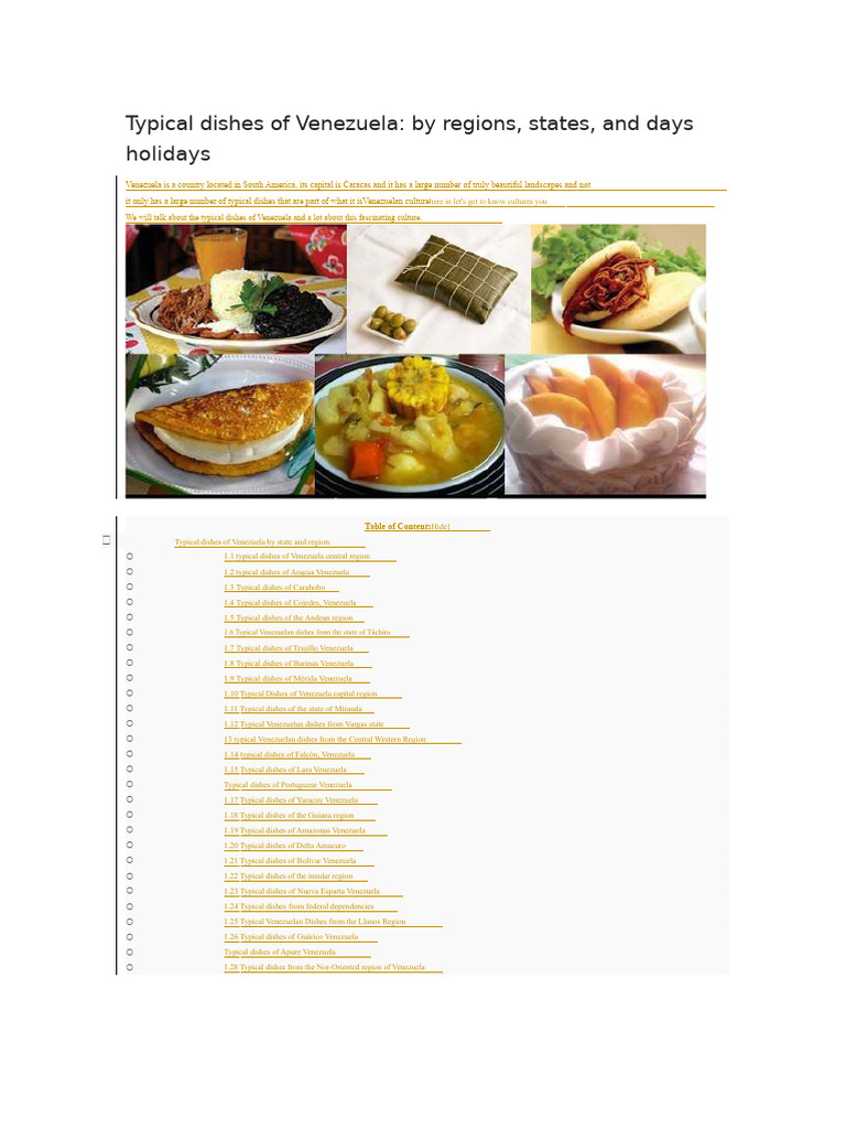Venezuelan Dishes by Region and State | PDF | Cooking | Cuisine