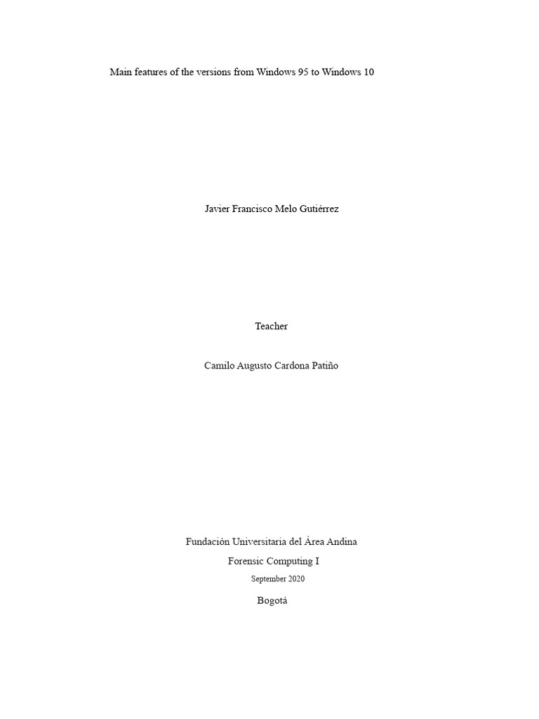 Main Features of Windows Versions From 95 To 10 | PDF | Microsoft ...