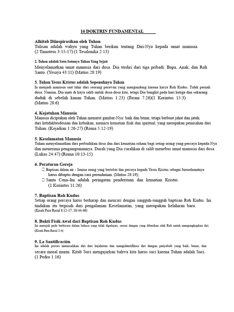16 Doktrin Fundamental | PDF