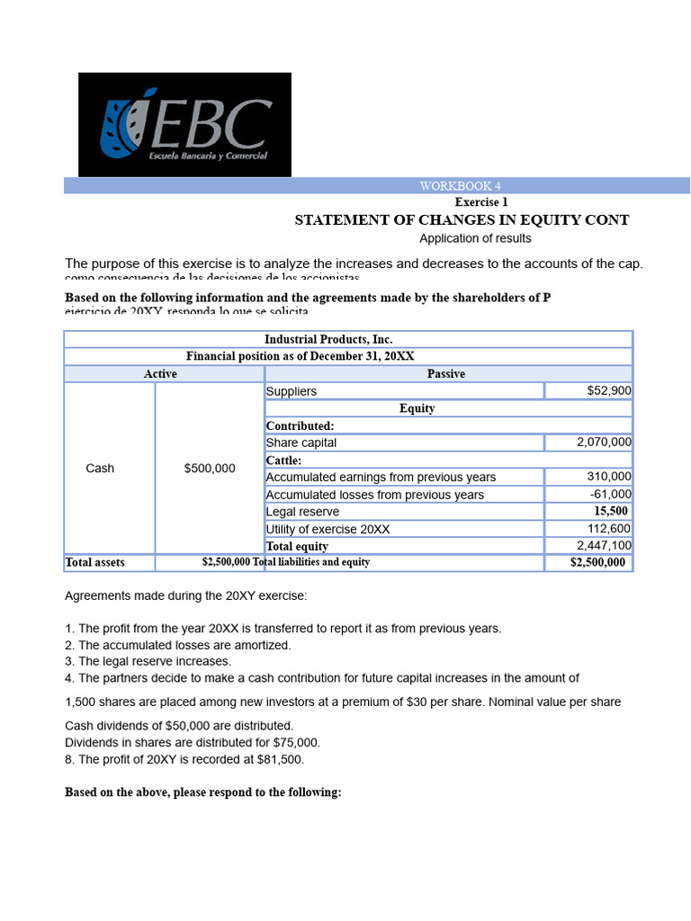Activity 4 Statement of Changes in Equity | PDF | Equity (Finance ...