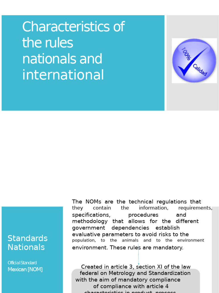 Characteristics of National and International Standards | PDF | Quality ...