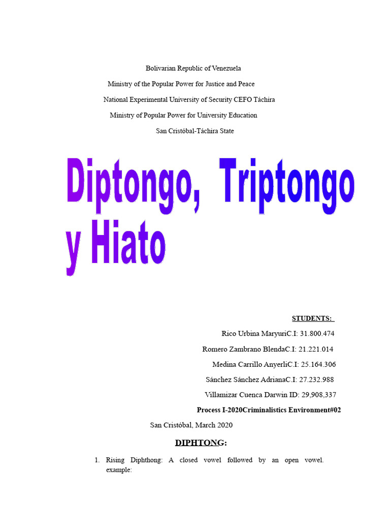 Diphthong, Triphthong, Hiatus | PDF | Stress (Linguistics) | Vowel
