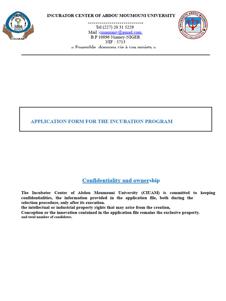 Incubation Request Form DV | PDF | Entrepreneurship | Business Economics