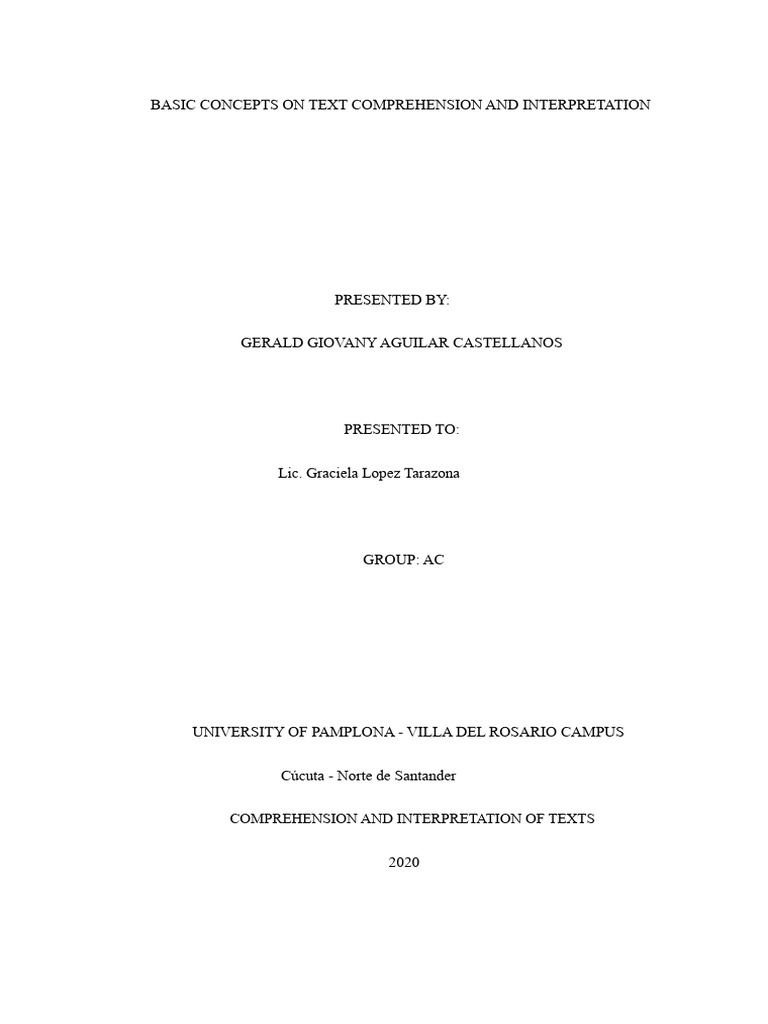 Basic Concepts About Textual Comprehension and Interpretation | PDF ...