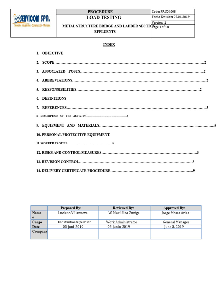 Load Testing Procedure for Metal Structures | PDF | Crane (Machine)