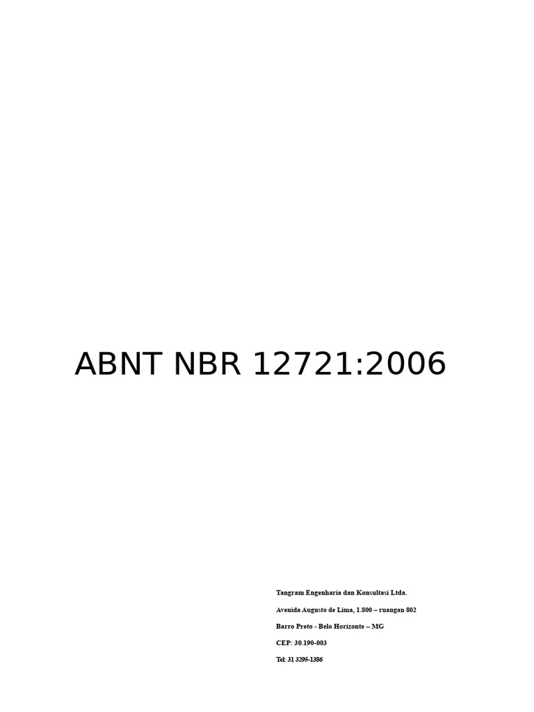 Panduan Pengisian ABNT NBR 12721:2006 | PDF