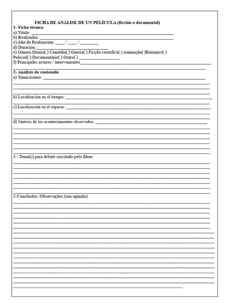 Ficha de Análisis de Película: Guía Completa | PDF
