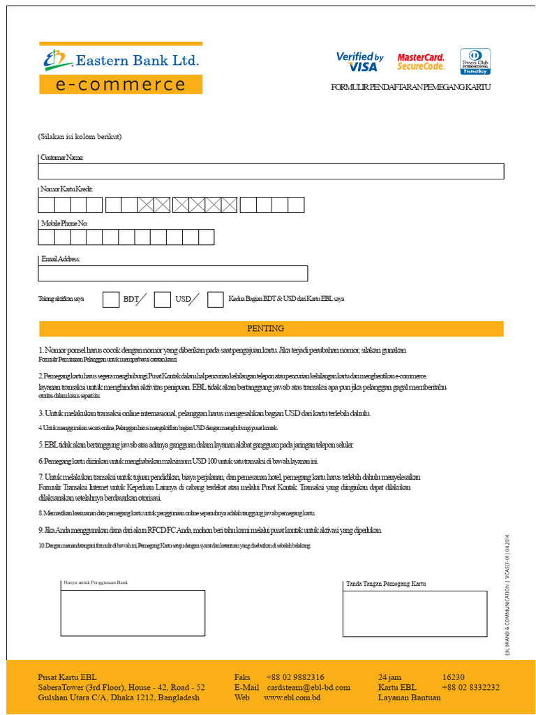 Formulir Pendaftaran Kartu EBL | PDF
