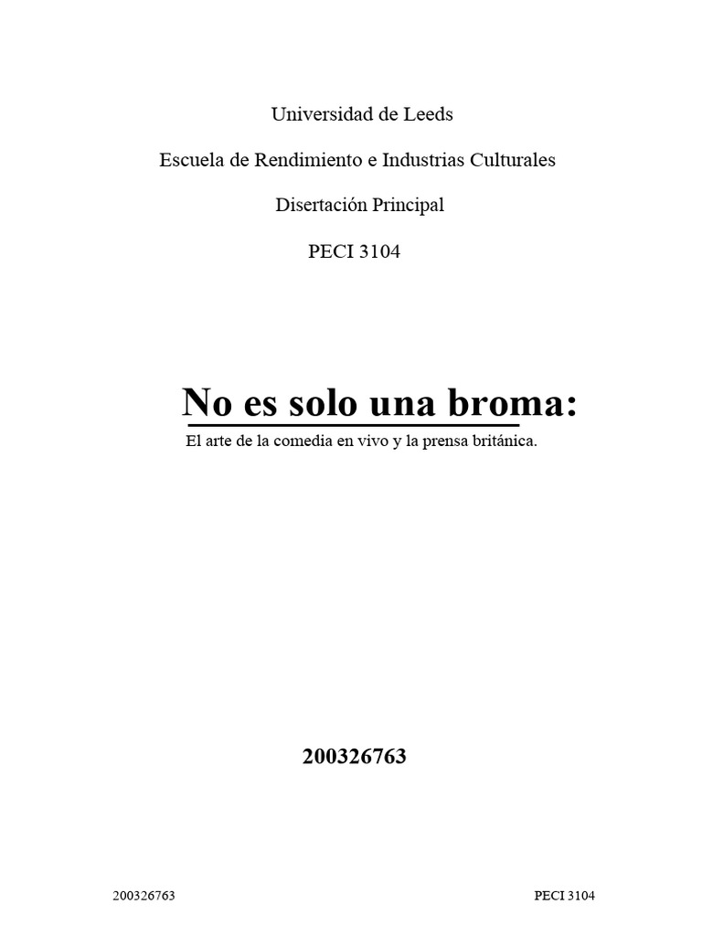 No Es Solo Una Broma: La Maestría Del Stand-Up y La Prensa Británica ...