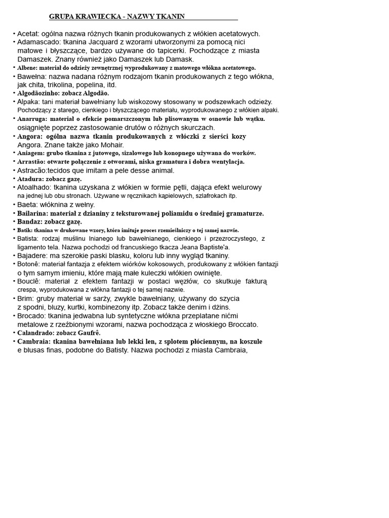 Rodzaje Tkanin | PDF