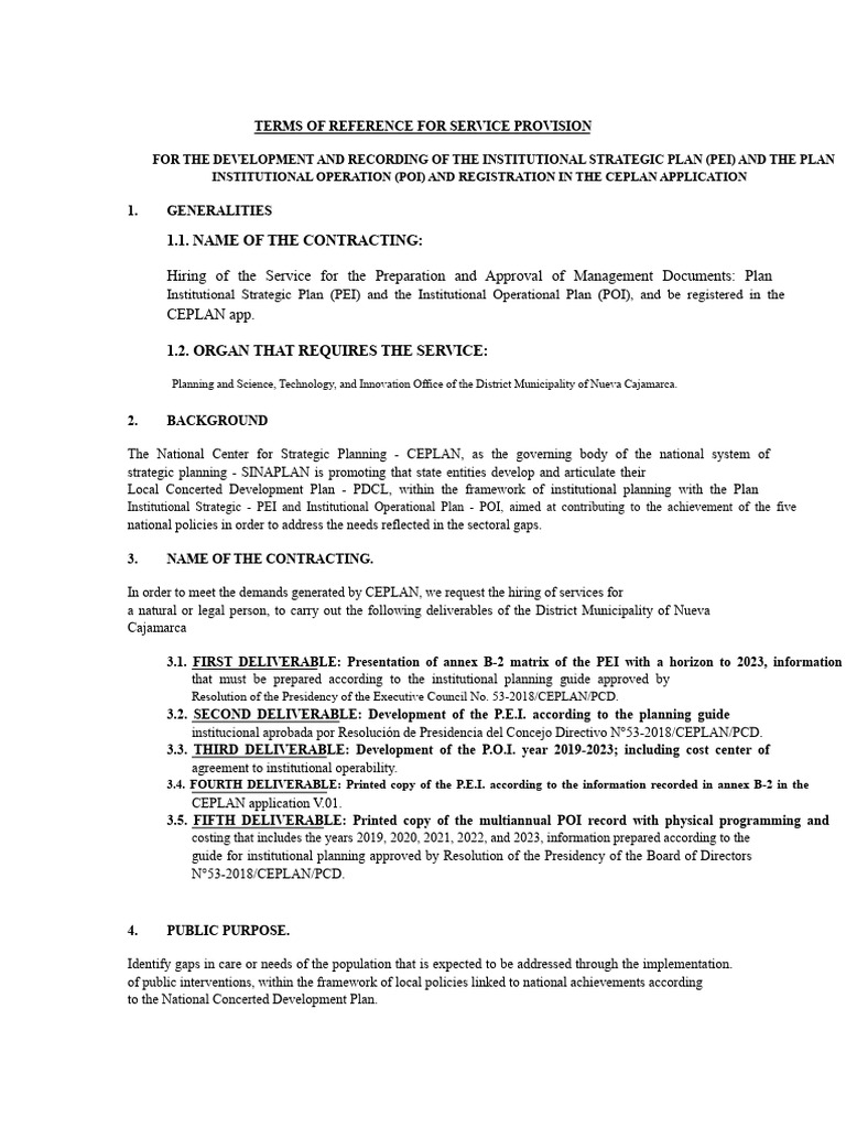 Terms of Reference Pei - Poi - Modified | PDF | Economies | Business
