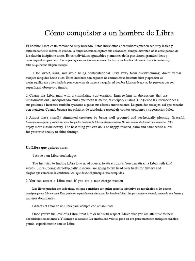 Cómo conquistar a un hombre de Libra | PDF