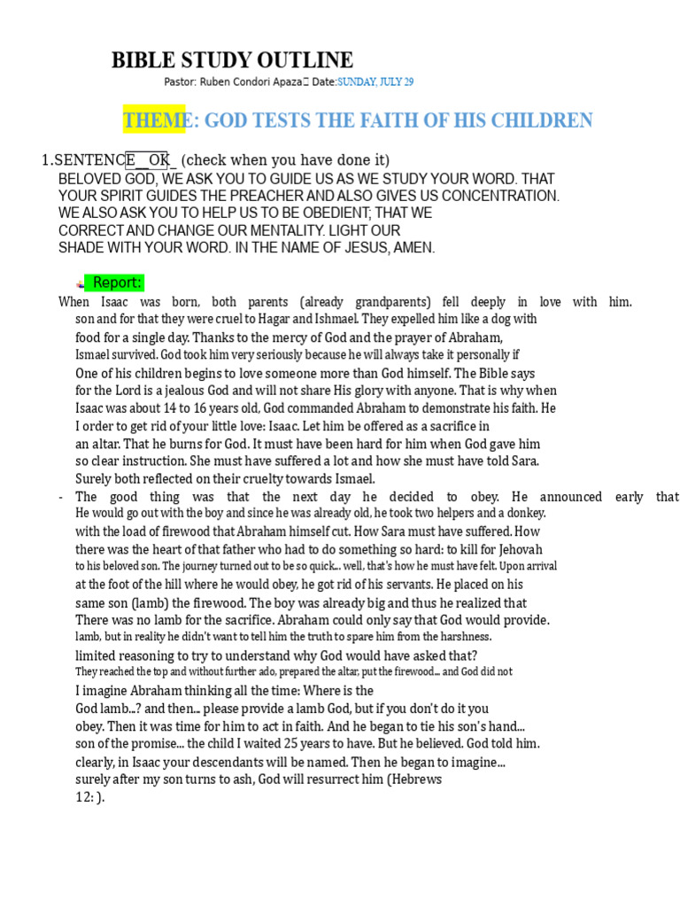 God Tests Our Faith: Bible Study Guide | PDF | Abraham | Isaac