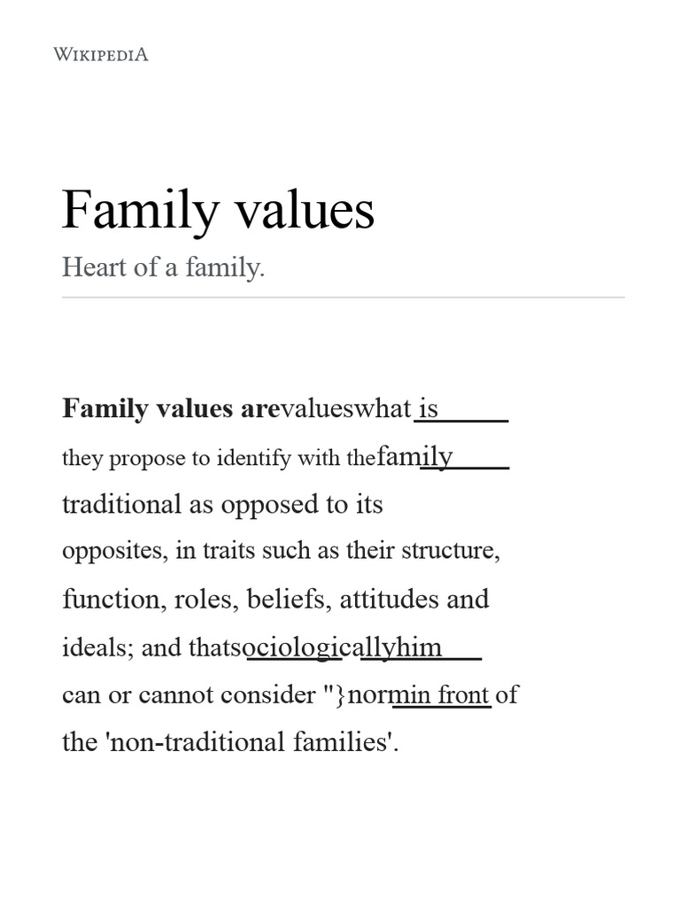 Family Values - Wikipedia, The Free Encyclopedia PDF | PDF | Value ...