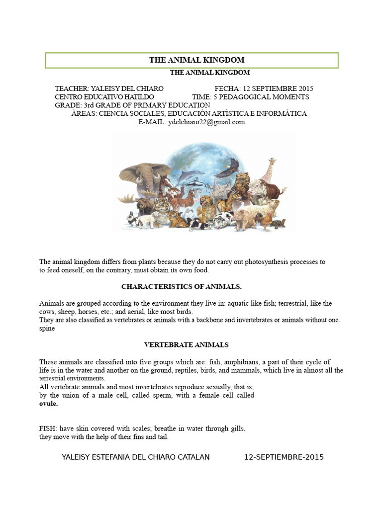 Lesson Plan Animal Kingdom | PDF | Vertebrates | Amphibian